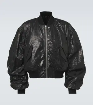 Rick Owens Secchia Flight" Leather Bomber Jacket - Black