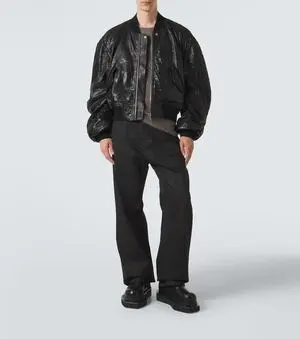 Rick Owens Leather Bomber Jacket - Black