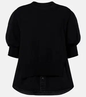 Sacai Layered Cotton-blend Sweater - Black