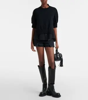 Sacai Layered Cotton-blend Sweater - Black