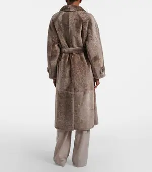 Brunello Cucinelli Shearling Wrap Coat - Grey