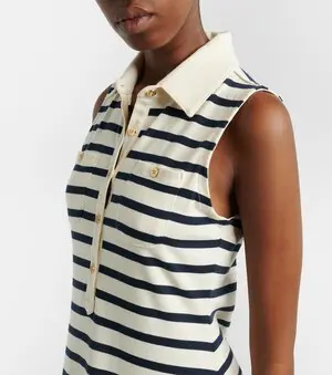 FRAME Sea Breeze Striped Cotton Polo Dress