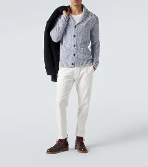 Eleventy Wool And Cashmere-blend Cardigan - Blue
