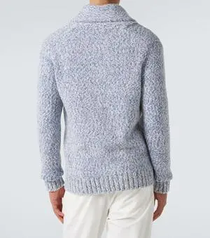 Eleventy Wool And Cashmere-blend Cardigan - Blue