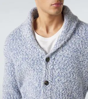 Eleventy Wool And Cashmere-blend Cardigan - Blue