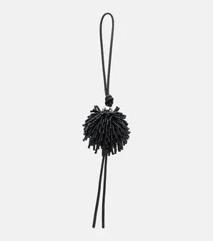 Loewe Hedgehog Beaded Wool Bag Charm - Black
