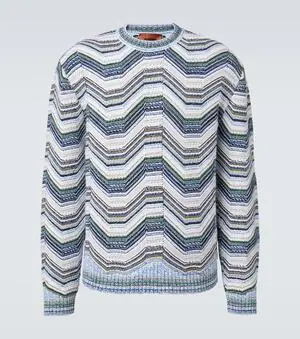 Missoni Wave Wool And Cotton-blend Sweater - Blue