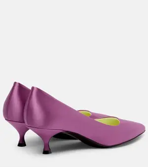HERBERT LEVINE Satin Pointed Toe Pumps - Pink
