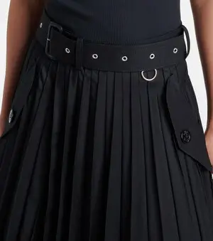 Sacai Belted Pleated Midi Skirt
