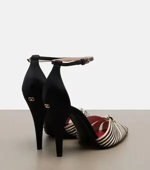 Valentino Garavani Satin Pumps With Ankle Strap - Black