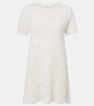 Chloé Pointelle Scalloped Cotton Mini Dress - White