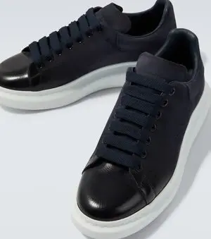 Alexander McQueen Oversized Suede-trimmed Leather Sneakers - Blue