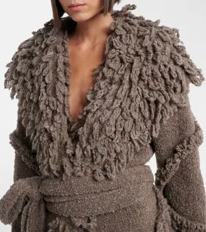 Attico Fringed Wool And Cashmere-blend Cardigan - Grey