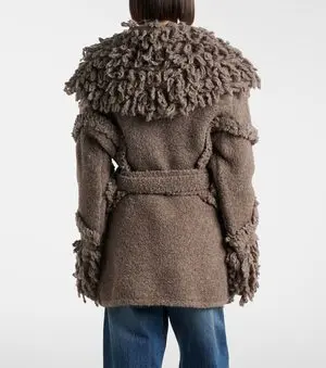 Attico Fringed Wool And Cashmere-blend Cardigan - Grey