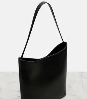 THE ROW Alma Medium Leather Shoulder Bag - Black