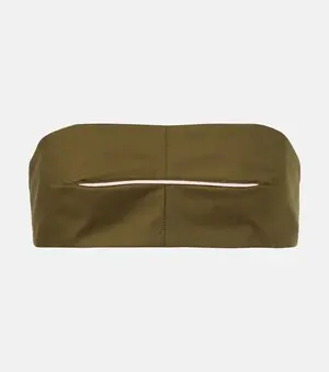 ADRIANA DEGREAS Cotton-blend Bandeau Top - Green