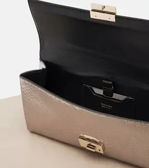 TOM FORD Jean Clutch In Metallic Snake-effect Leather - Silver