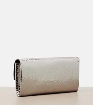 TOM FORD Jean Clutch In Metallic Snake-effect Leather - Silver