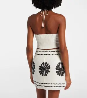 CALA DE LA CRUZ Lodi Floral Halterneck Linen Top
