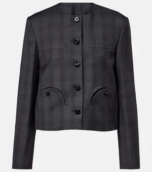 BLAZÉ MILANO Shamo Checked Virgin Wool Jacket - Grey