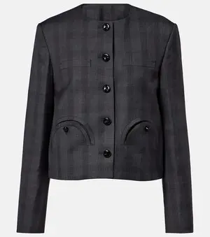 BLAZÉ MILANO Shamo Checked Virgin Wool Jacket - Grey