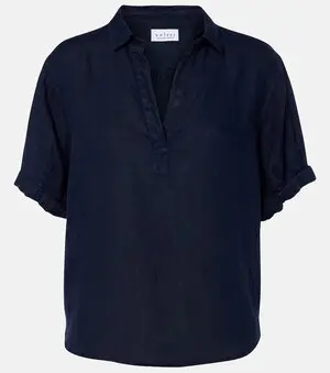 Velvet By Graham & Spencer Vivica Linen Top - Blue