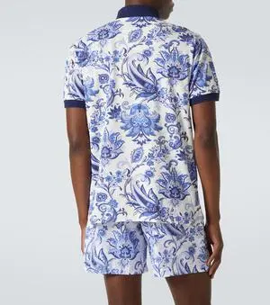 Etro Floral Cotton Piqué Polo Shirt - Blue