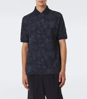 Etro Floral Cotton Piqué Polo Shirt - Blue