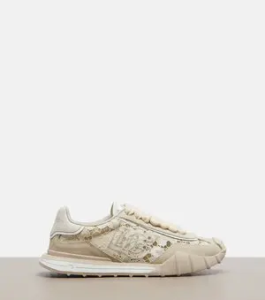 Dolce & Gabbana Lace-trimmed Suede Runner Sneakers