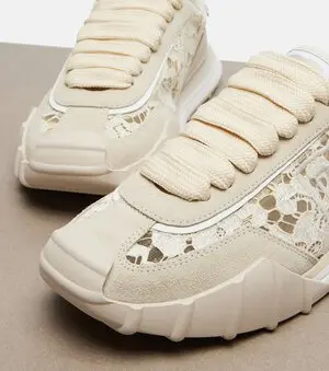 Dolce & Gabbana Lace-trimmed Suede Runner Sneakers