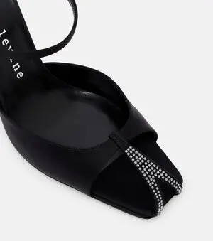 HERBERT LEVINE Hidden Gem Embellished Satin Mules