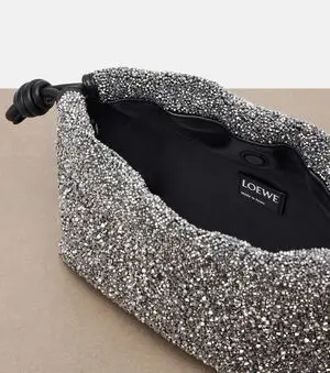 Loewe Flamenco Mini Beaded Clutch - Silver