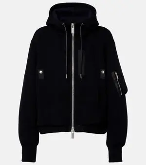 Sacai Paneled Cotton-blend Zip-up Hoodie - Black
