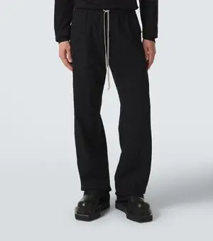 Rick Owens Dietrich Cotton And Wool Wide-leg Pants - Black