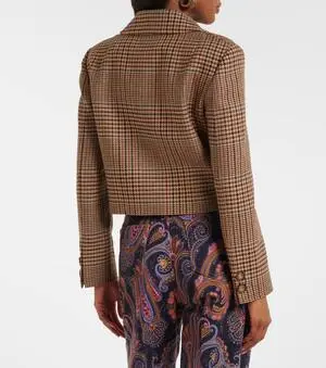 Etro Houndstooth Cropped Wool Blazer - Brown