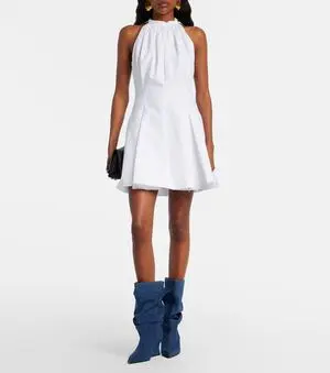 Balmain Denim Pointed Toe Wedge Boots
