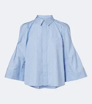 Sacai Striped Cotton-blend Poplin Shirt - Blue