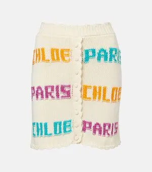 Chloé Knitted Cotton Miniskirt With Scalloped Hem