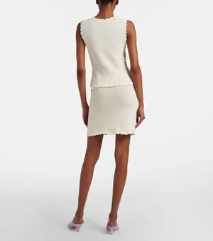 Chloé Knitted Cotton Miniskirt With Scalloped Hem