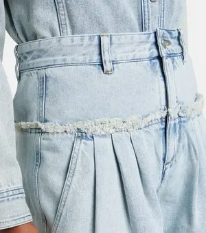 MARANT ETOILE Isabel "iselle" Light Wash Denim Shorts With Pleats And Frayed Detail