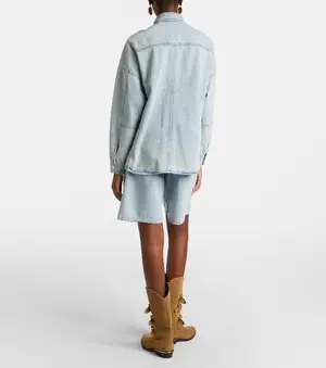 MARANT ETOILE Isabel "iselle" Light Wash Denim Shorts With Pleats And Frayed Detail