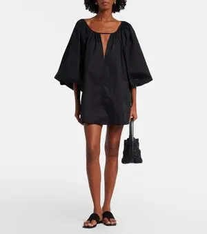 ADRIANA DEGREAS Puff Sleeve V-neck Minidress