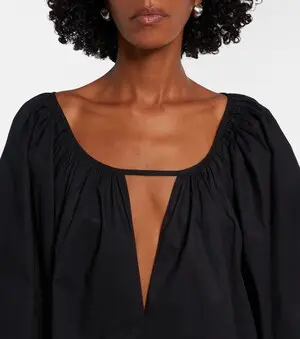 ADRIANA DEGREAS Puff Sleeve V-neck Minidress
