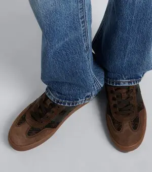 Hogan H647 Suede Sneakers With Leather Trim - Brown