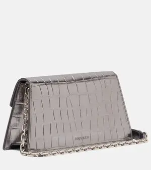 Alexander McQueen Skull Mini Croc-effect Leather Clutch