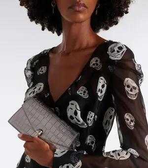 Alexander McQueen Skull Croc-effect Leather Clutch