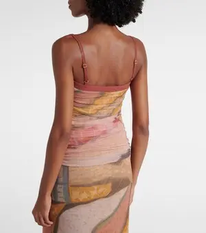 SIR. Gathered Printed Mesh Top