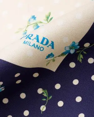 Prada Printed Silk Twill Scarf 55 - Neutral