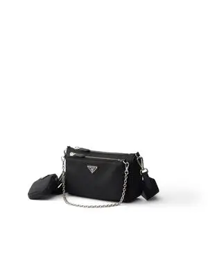 Prada Re-nylon And Saffiano Leather Mini Shoulder Bag - Black