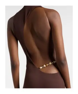 DE LA VALI Maha Beaded Open-back Jersey Gown